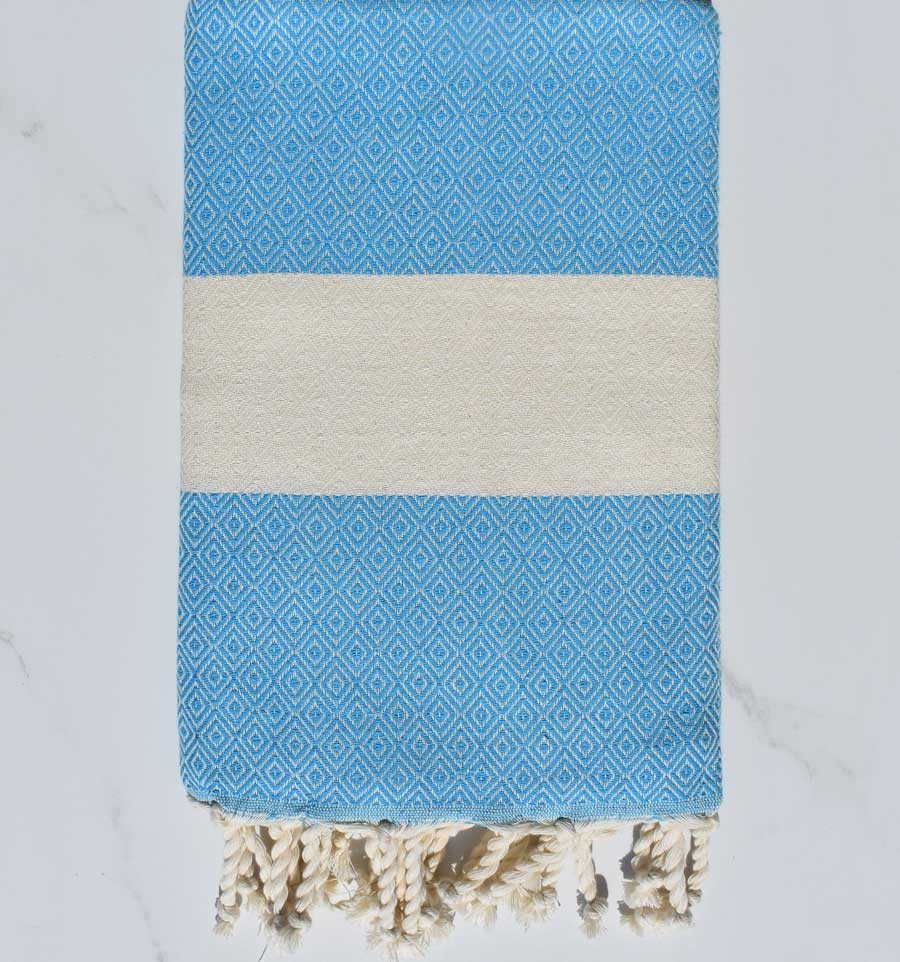 Fouta Diamant bleu azur - Fouta chic - FOUTA TUNISIA