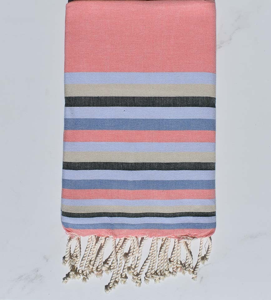 Fouta Plate rose incarnadin 100x200 cm - 100 % Coton - FOUTA TUNISIA