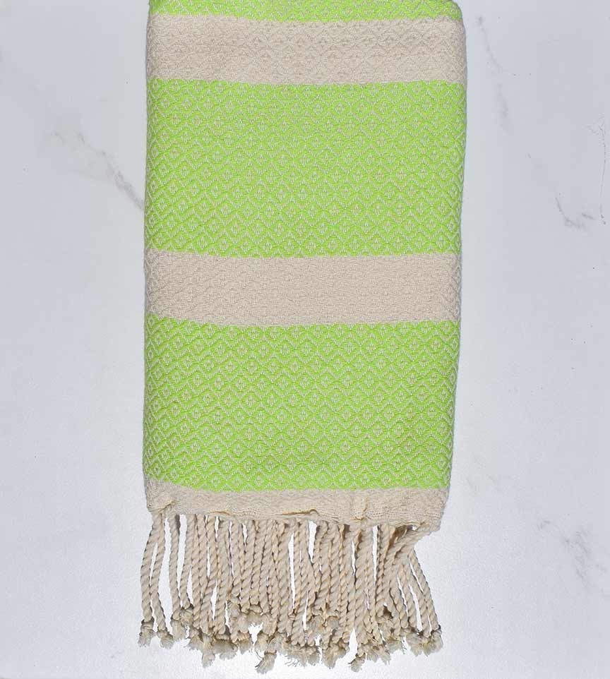 Fouta Diamant vert clair 100x200 cm - 100 % Coton - FOUTA TUNISIA